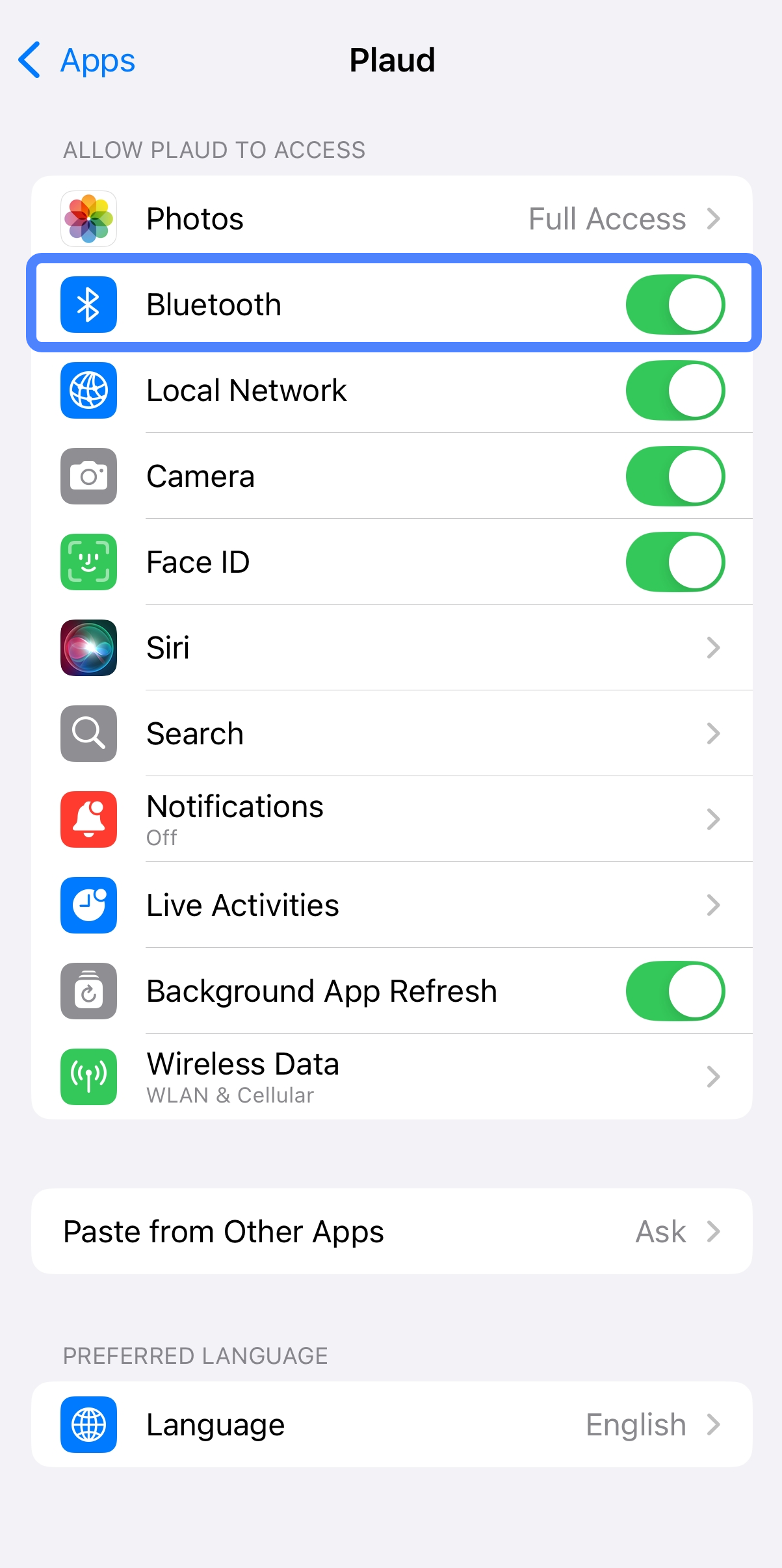 What should I do if my iPhone shows no Bluetooth option for the Plaud ...